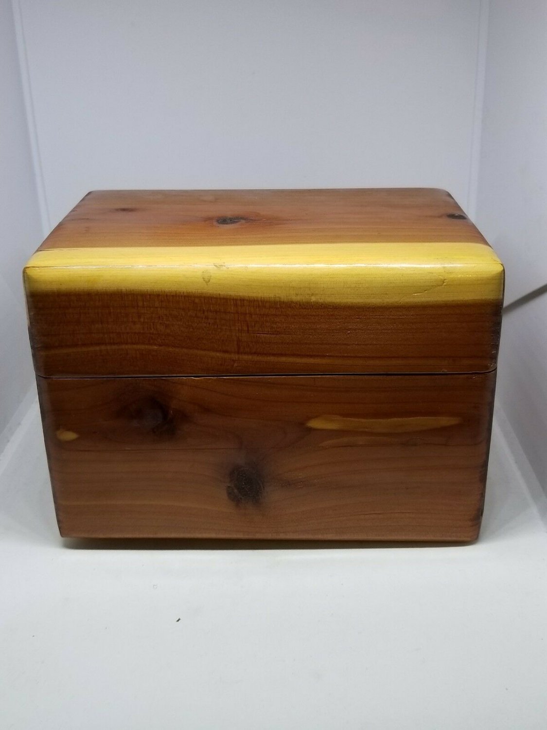 Handmade Wood Cedar Box with Lid/Hinged Signed DTM