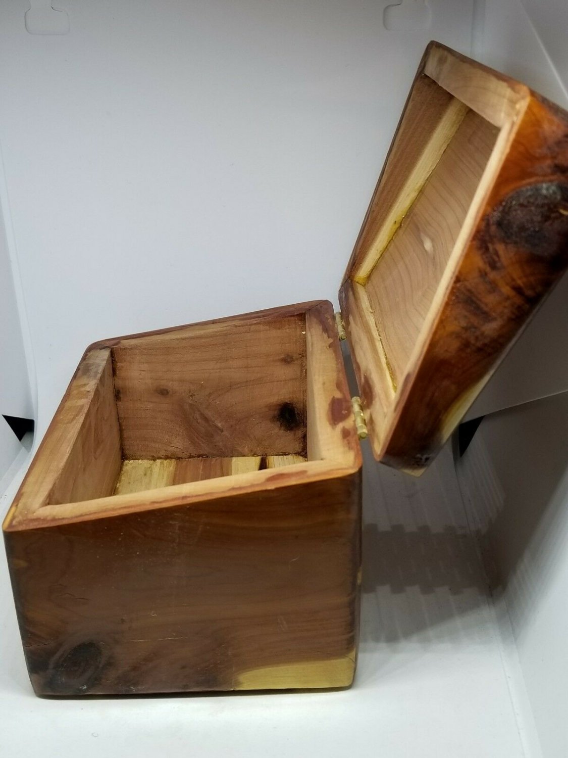 Handmade Wood Cedar Box with Lid/Hinged Signed DTM