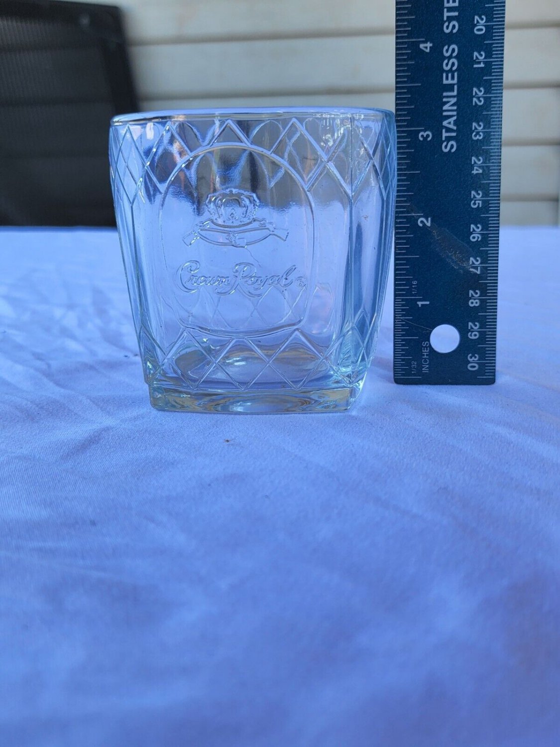 Vintage Mexico Crown Royal Glass Squared Diamond Pattern Lowball ...