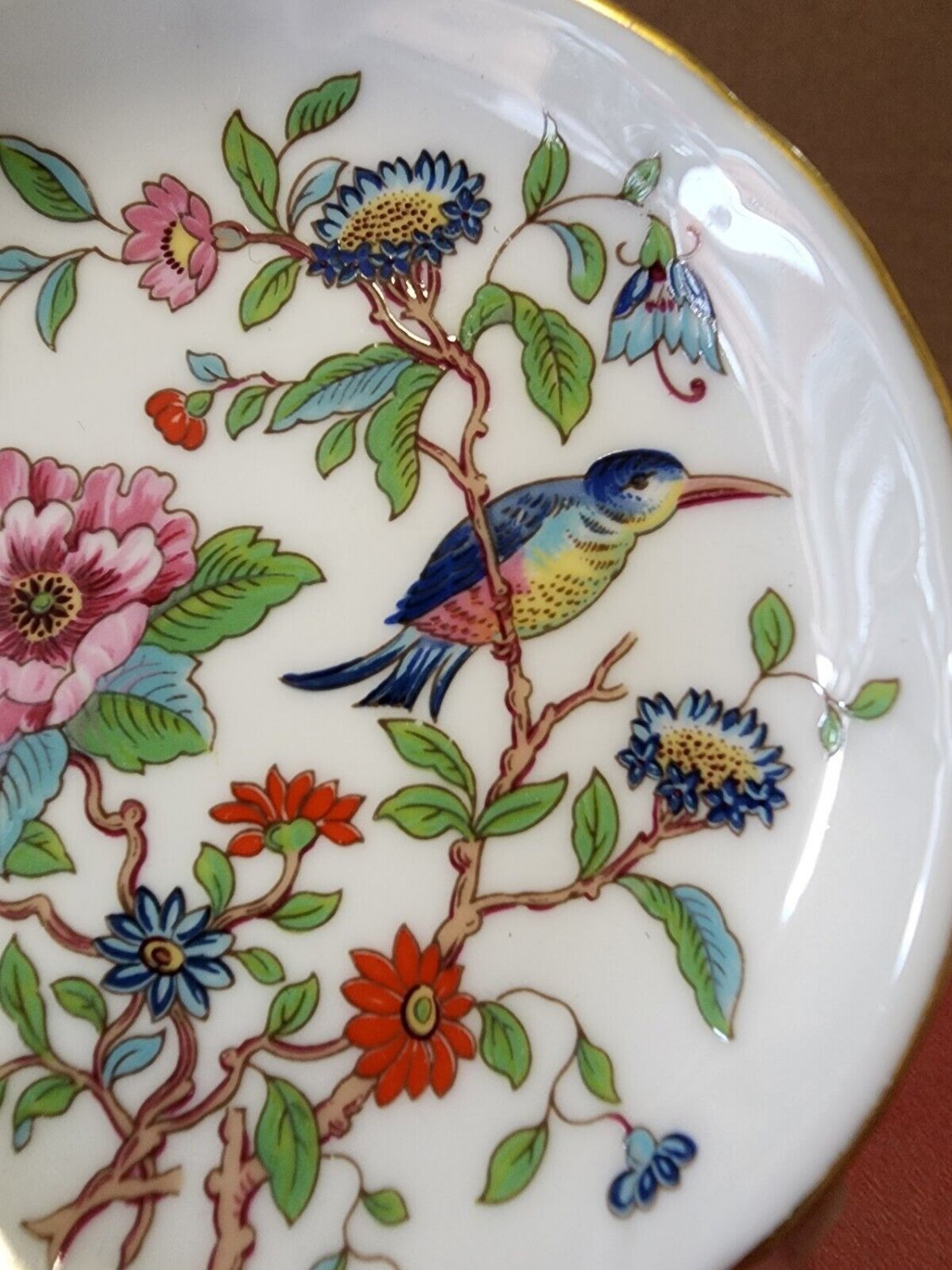 Vintage Aynsley England Hand Painted Colorful Bird And Flowers Butter Pat Vintage Aynsley England Hand Painted Colorful Bird And Flowers Butter Pat