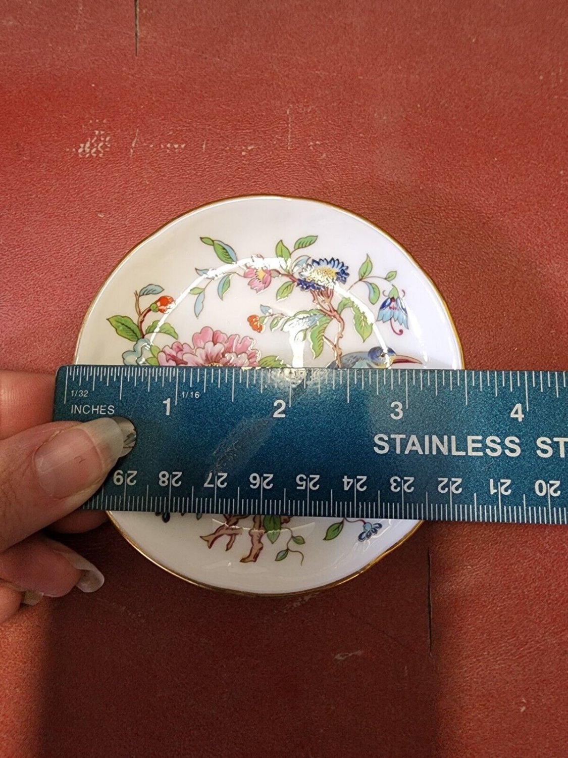 Vintage Aynsley England Hand Painted Colorful Bird And Flowers Butter Pat Vintage Aynsley England Hand Painted Colorful Bird And Flowers Butter Pat