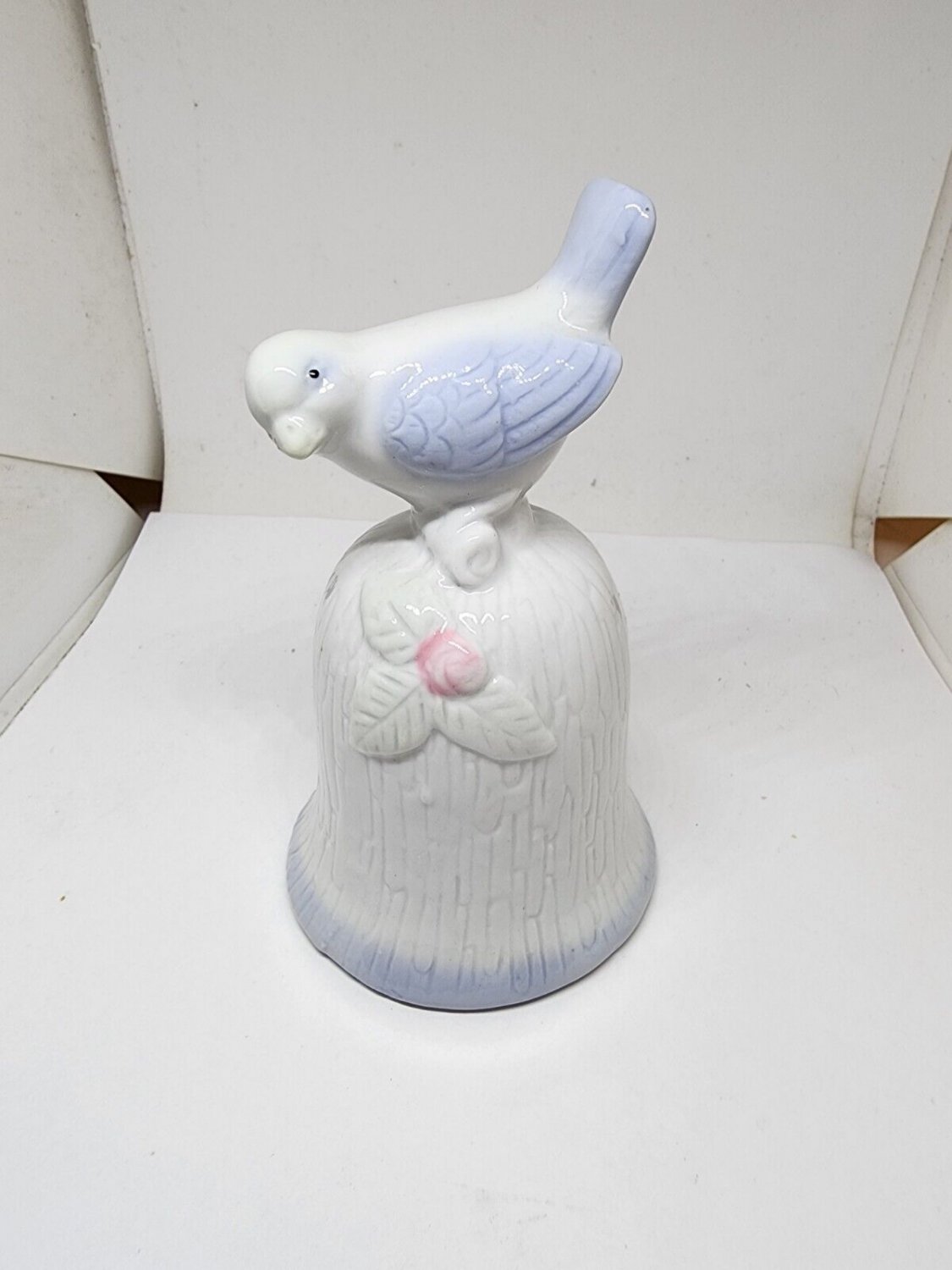 Vintage Pastel Wood Grain Texture Porcelain Blue Dove Bell