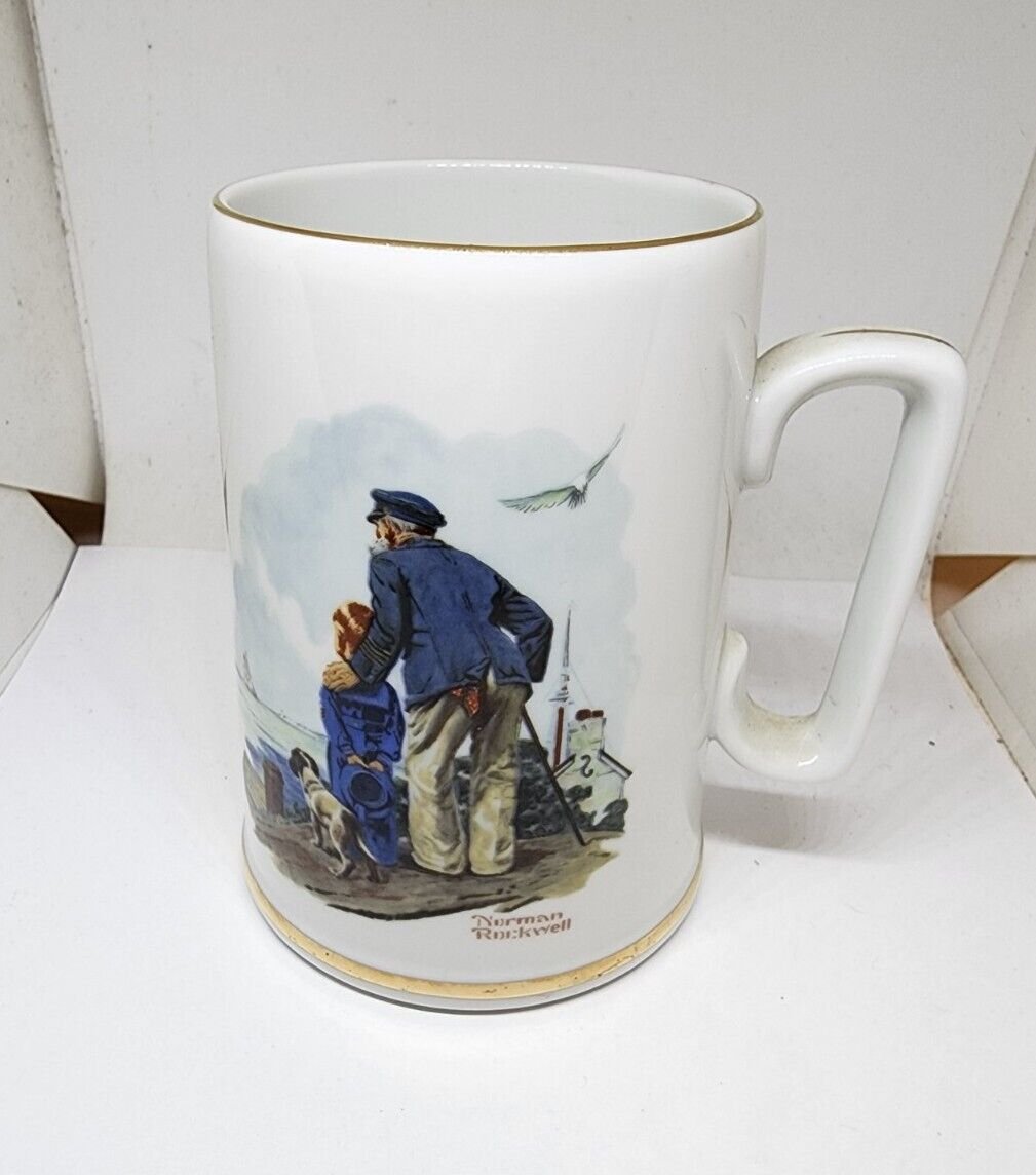 Vintage 1985 Norman Rockwell Museum Looking Out To Sea Porcelain Coffee Mug