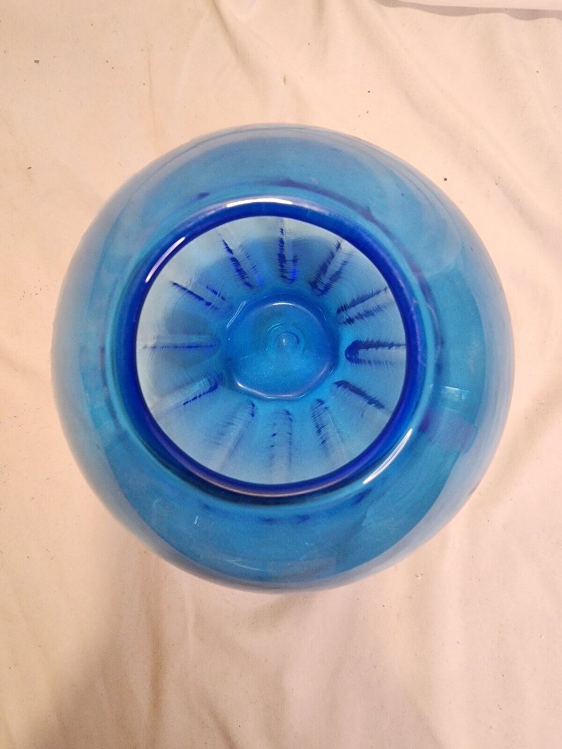 Vintage Hand Blown Light Cobalt Blue Art Glass Swirl Bottom Vase 7 1/4 ...
