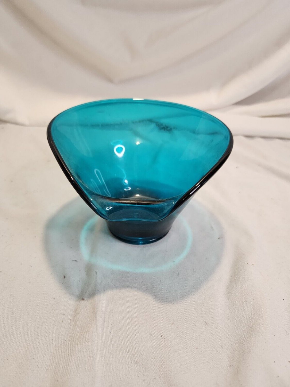 Vtg Viking Epic MCM Blue Art Glass Blunique Teal Blue Bon Bon/Candy ...