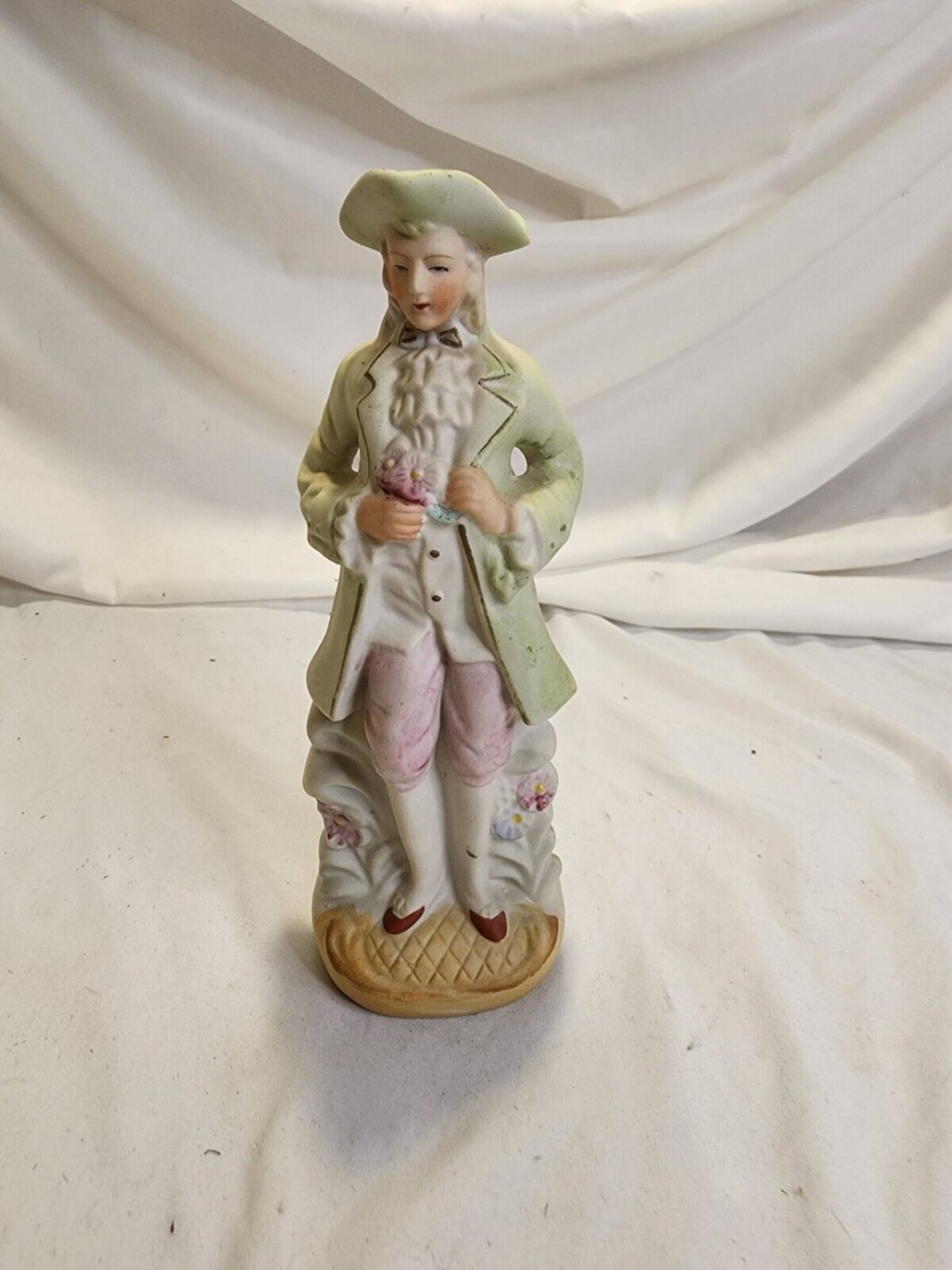 Vintage Occupied Japan Bisque Porcelain Man Holding Flower Hand Painted ...