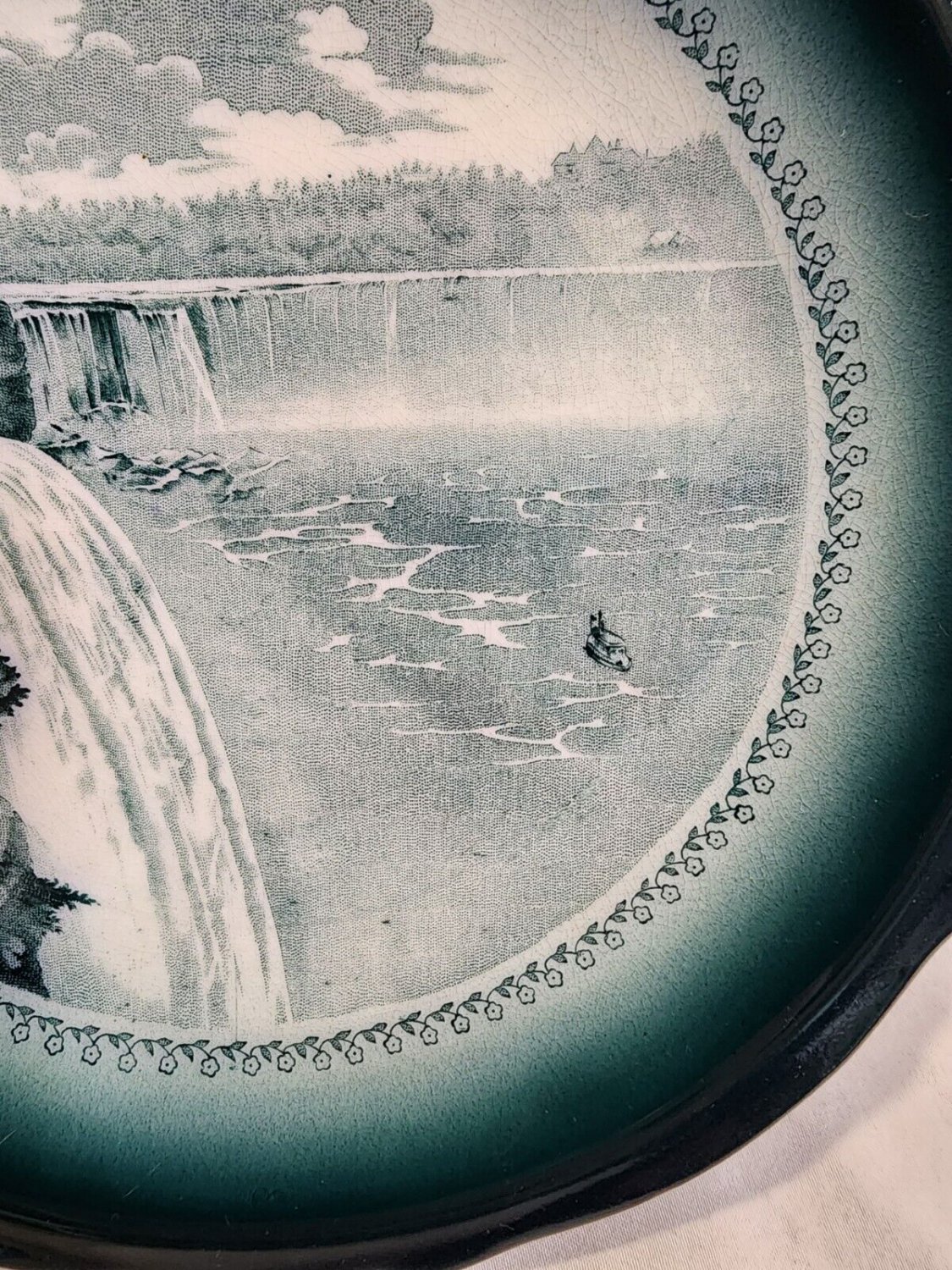 Vintage Buffalo Pottery Blue & White Niagara Falls Transferware Salad Plate