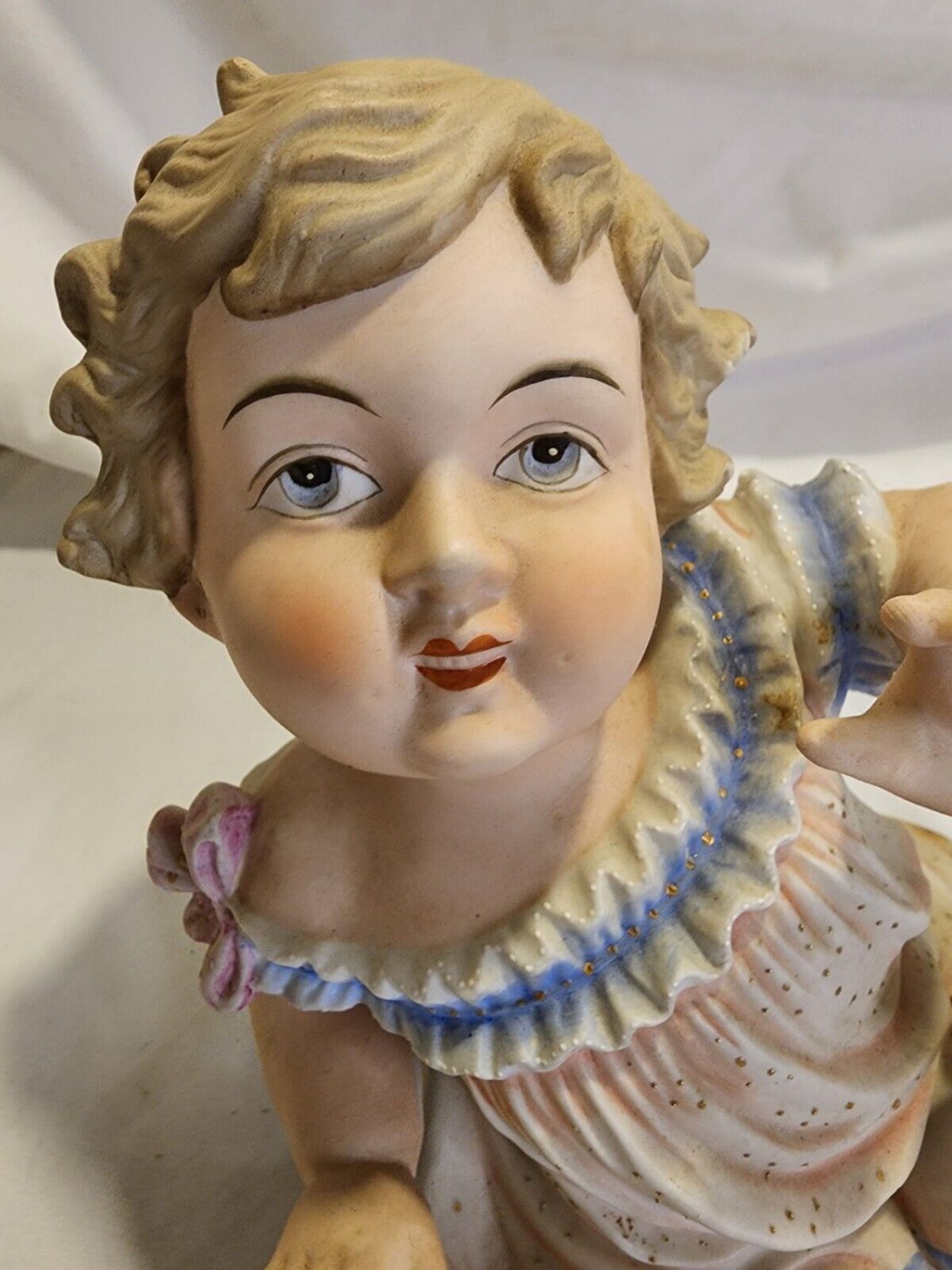 Antique Conta Boheme Piano Baby Hand Painted Bisque Porcelain Figurine 8"