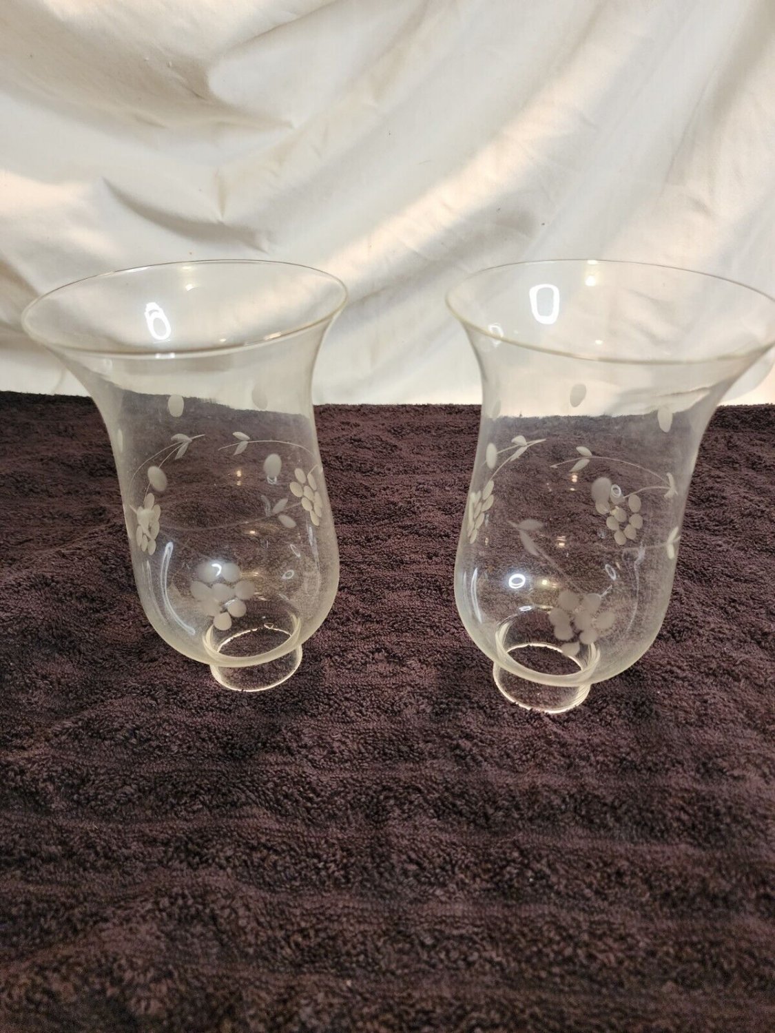 Vintage Pair Princess House Etched Glass Hurricane Chimneys For Small ...
