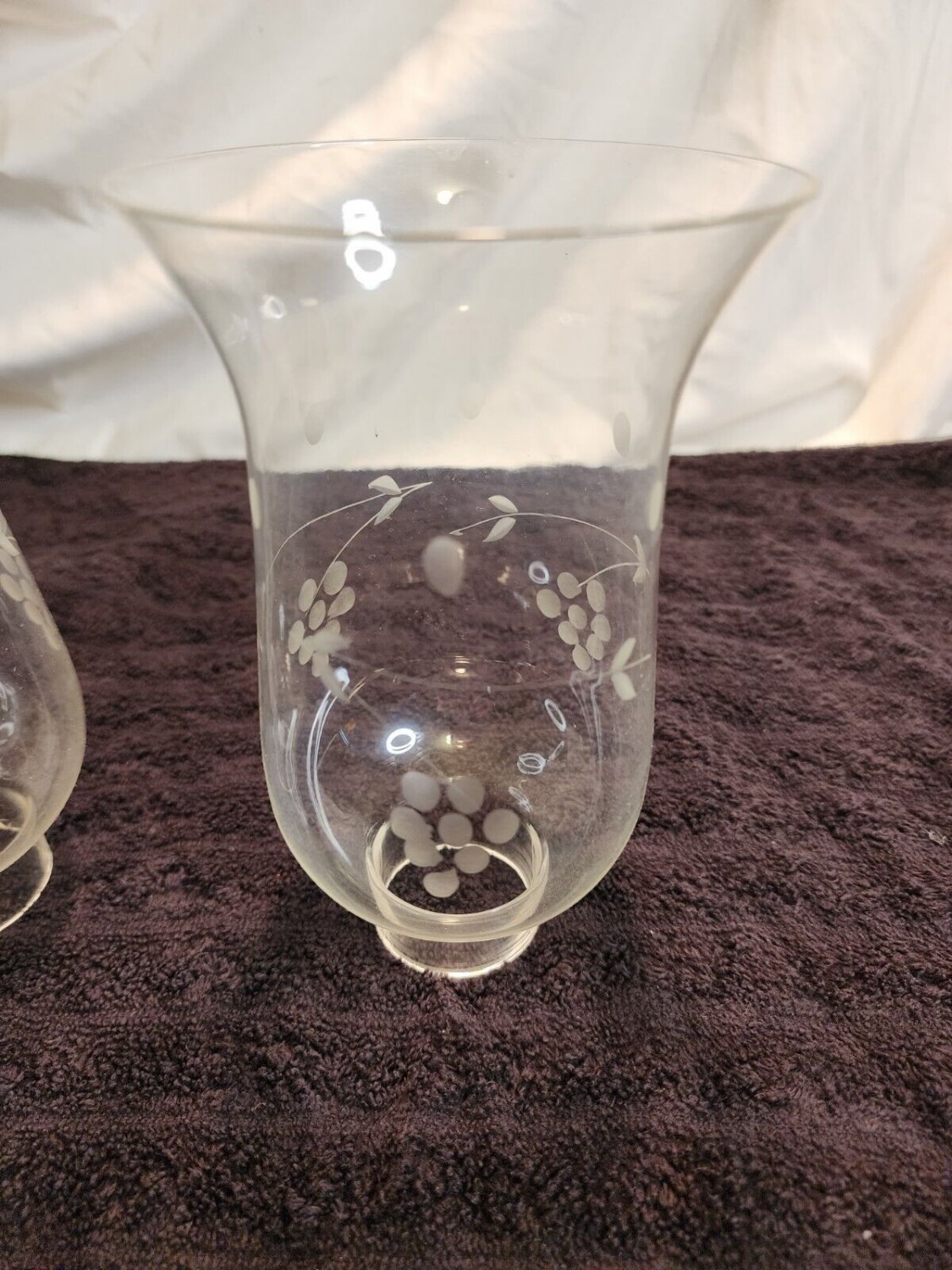 Vintage Pair Princess House Etched Glass Hurricane Chimneys For Small ...