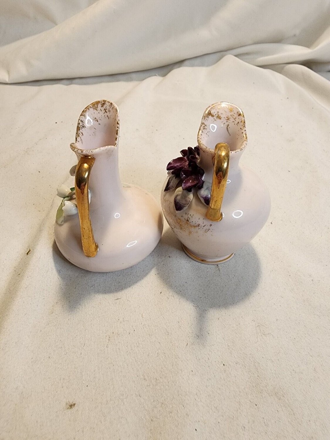 Vintage Pair Of Lefton China Japan Raised 3D Flowers Pink Mini Creamer ...