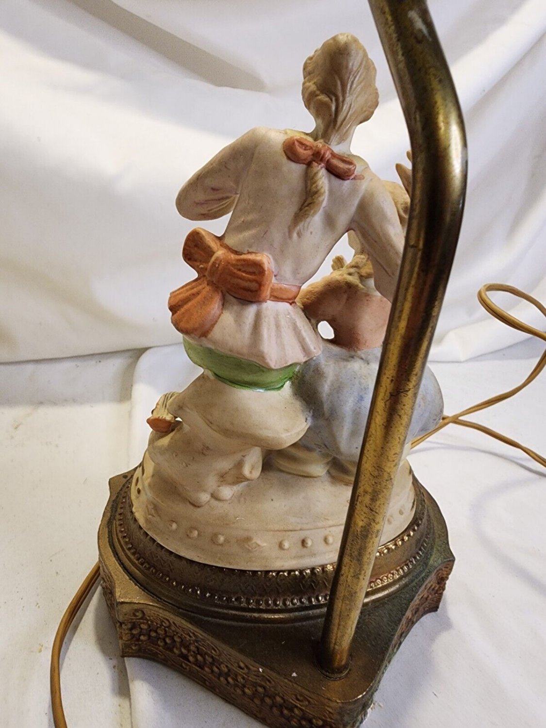 Vintage German Bisque Porcelain Hand Painted Courting Couple Table Lamp ...
