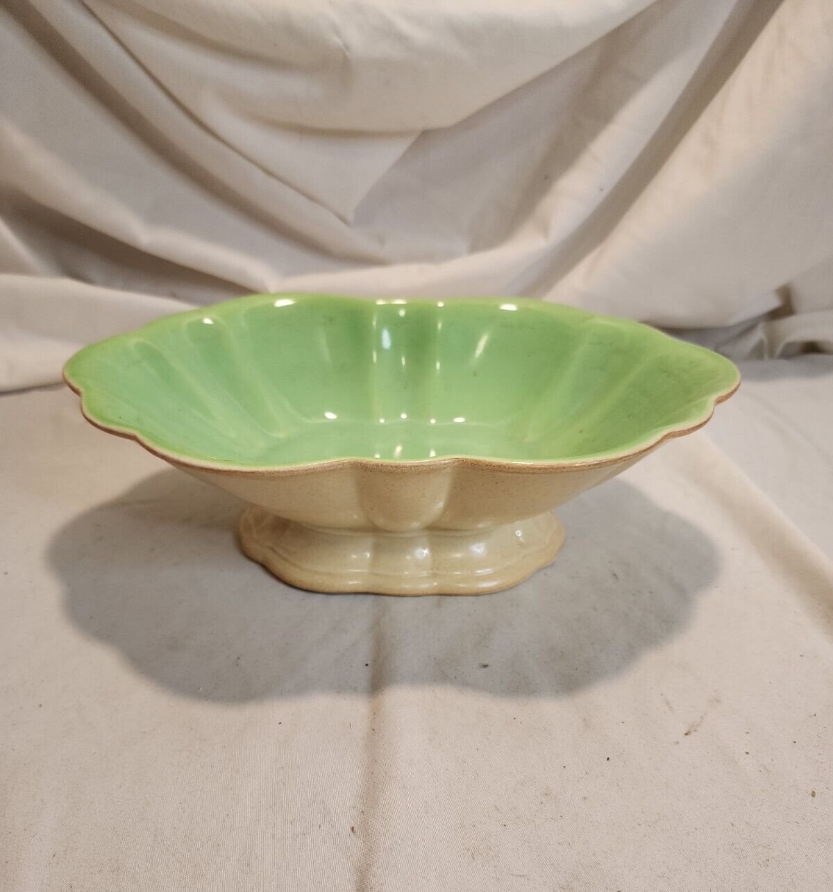 Antique Art Deco Cowan R9 1920's Ironstone Mint Green Oval Scalloped ...