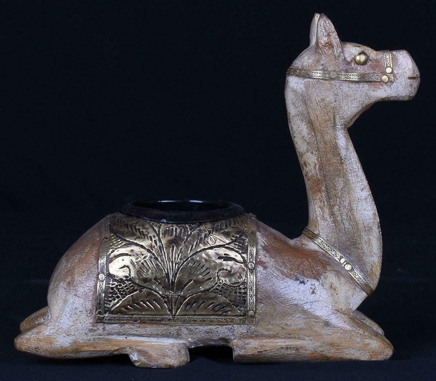 HANDMADE BRASS FITTED CAMEL CANDLE STAND