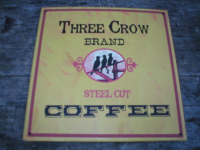 VINTAGE STYLE THREE CROW COFFEE TIN SIGN METAL AD SIGNS