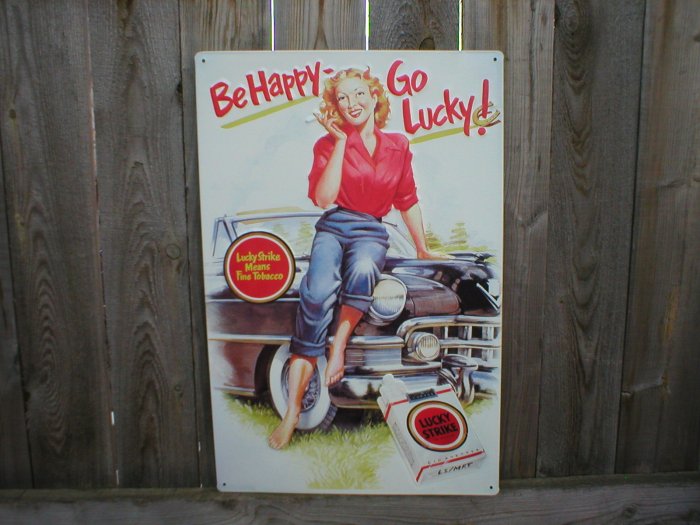 LUCKY STRIKE CIGARETTES TIN SIGN METAL ADV RETRO SIGNS