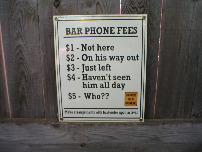 BAR PHONE FEES PORCELAIN COAT SIGN HOME OFFICE WALL DECOR
