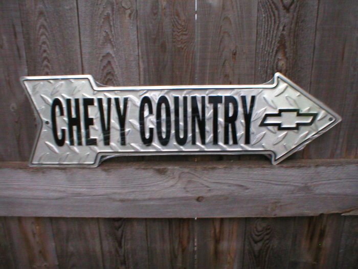 CHEVY COUNTRY ARROW SIGN RETRO METAL ADV SIGNS F