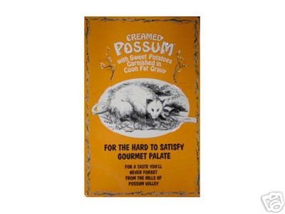 CREAMED POSSUM SIGN FOOD ADV SIGNS