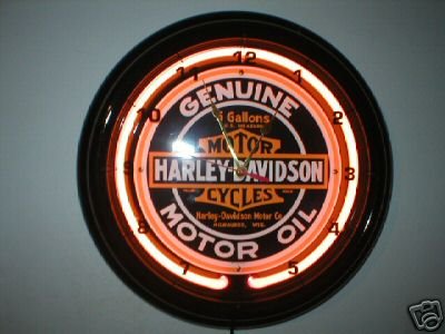 HARLEY DAVIDSON NEON CLOCK BAR SIGN