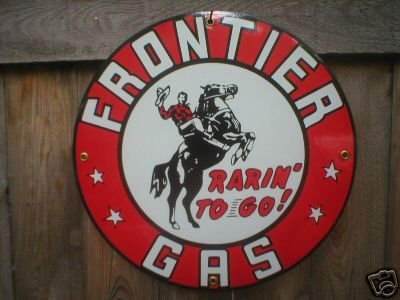 FRONTIER GAS PORCELAIN-COATED SIGN