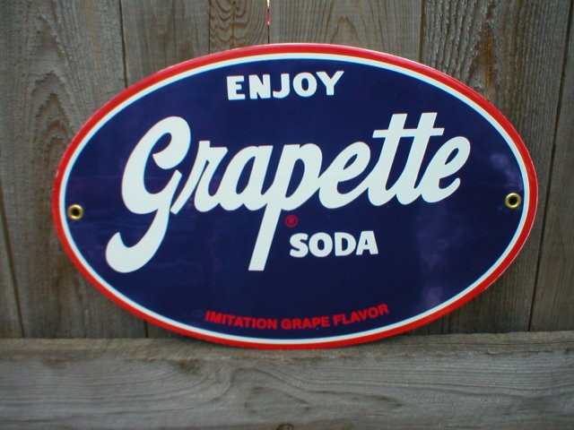 GRAPETTE SODA PORCELAIN-COATED OVAL SIGN