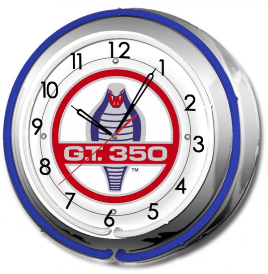 COBRA SHELBY G.T. 350 DOUBLE NEON CLOCK 17"
