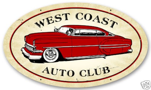 West Coast Auto Club Large Oval Metal Sign