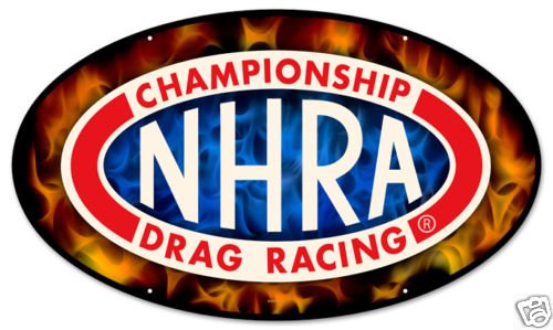 NHRA oval shaped drag racing Heavy Metal Sign