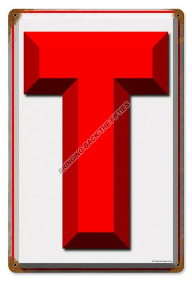 Red Letter T HEAVY METAL SIGN