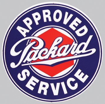 APPROVED PACKARD SERVICE HEAVY STEEL BAKED ENAMEL SIGN 25.5"