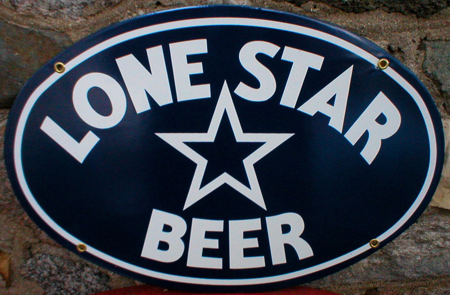 LONE STAR BEER PORCELAIN COATED OVAL METAL SIGN