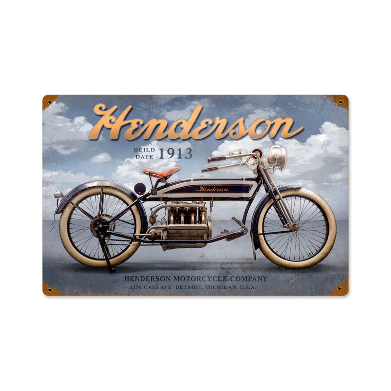 HENDERSON MOTORCYCLE 1913 HEAVY METAL SIGN