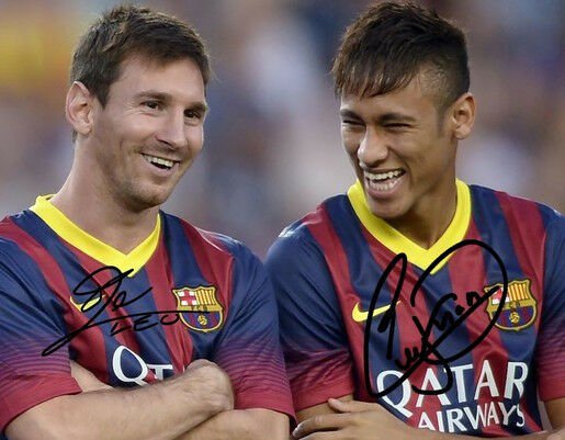 LIONEL MESSI & NEYMAR SIGNED PHOTO 8X10 RP AUTOGRAPHED WORLD CUP SOCCER