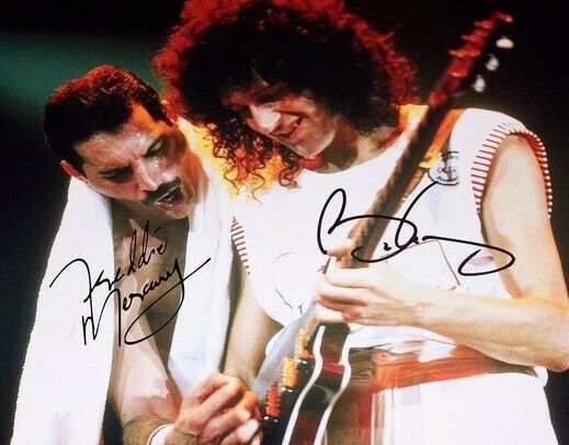 FREDDIE MERCURY & BRIAN MAY SIGNED PHOTO 8X10 RP AUTOGRAPHED QUEEN BAND
