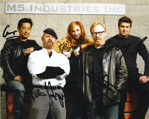 MYTHBUSTERS CAST GROUP SIGNED PHOTO 8X10 RP AUTOGRAPHED KARI BYRON