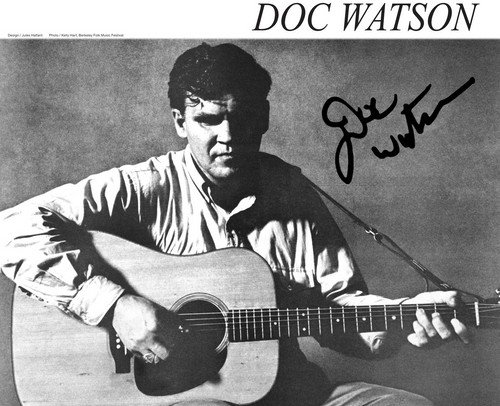 DOC WATSON SIGNED PHOTO 8X10 RP AUTOGRAPHED PICTURE