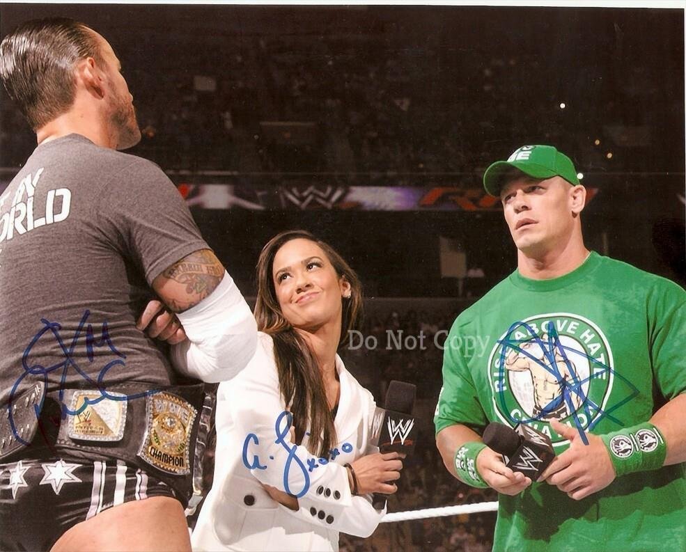 AJ LEE JOHN CENA CM PUNK SIGNED PHOTO 8X10 RP AUTOGRAPH PICTURE WWE ...