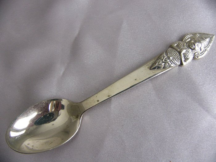 THAILAND SIAM Silver Souvenir SPOON HINDU GOD GODDESS Figural