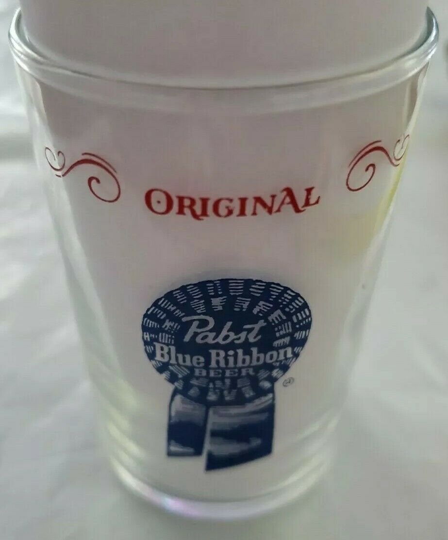 VINTAGE ORIGINAL PABST BLUE RIBBON BEER MINI GLASS 3 1/2" Tall Barware