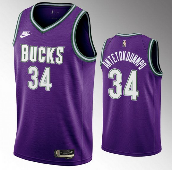 Milwaukee Bucks #34 Giannis Antetokounmpo Men's Purple Basketball Jersey