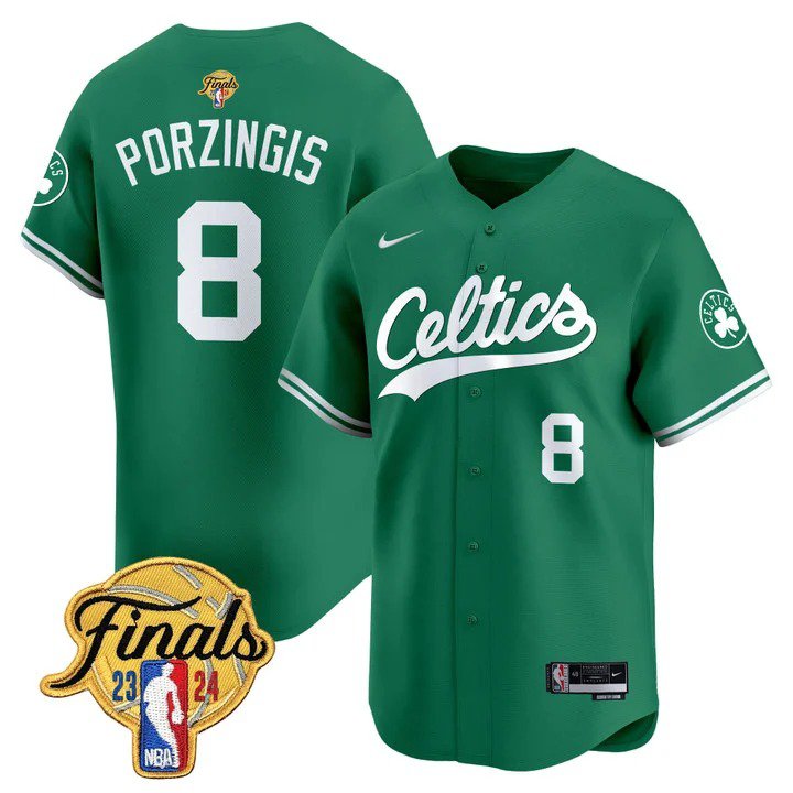 Men's Boston Celtics #8 Kristaps Porzingis 2024 Finals Icon Green ...