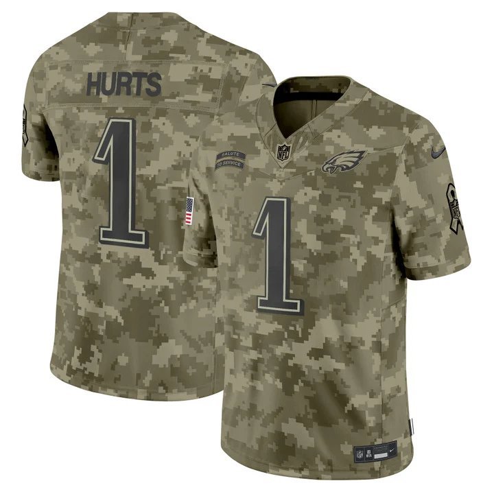Men's #1 Jalen Hurts Philadelphia Eagles Salute To Service 2024 Vapor ...