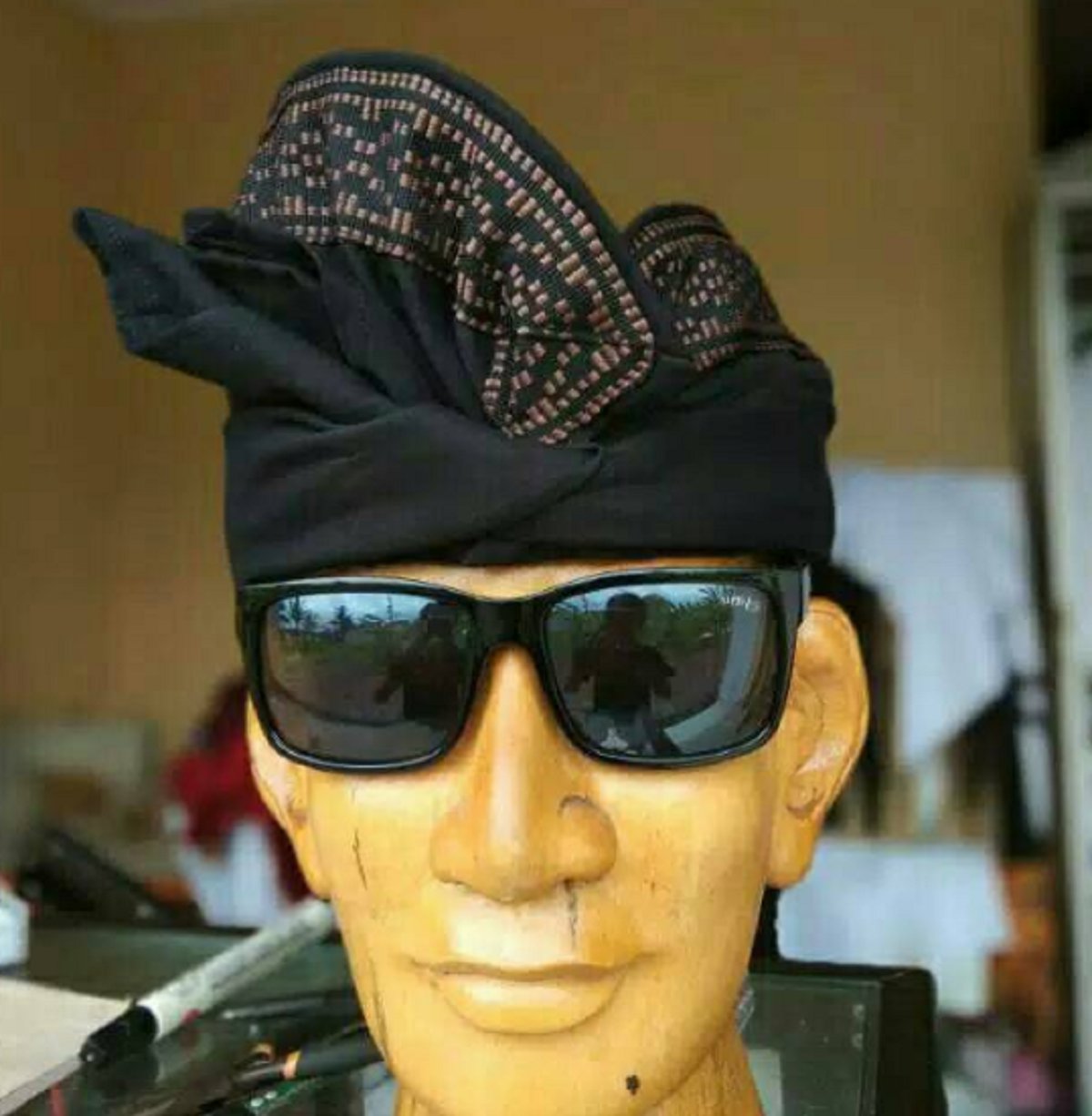 Udeng Black Ethnic Bali Hat Cap Cotton New adjustabe