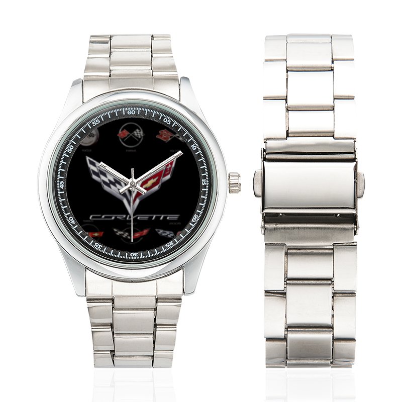 New Corvette Flag Watch Unisex Watches Women Men's Stainless Steel Watches