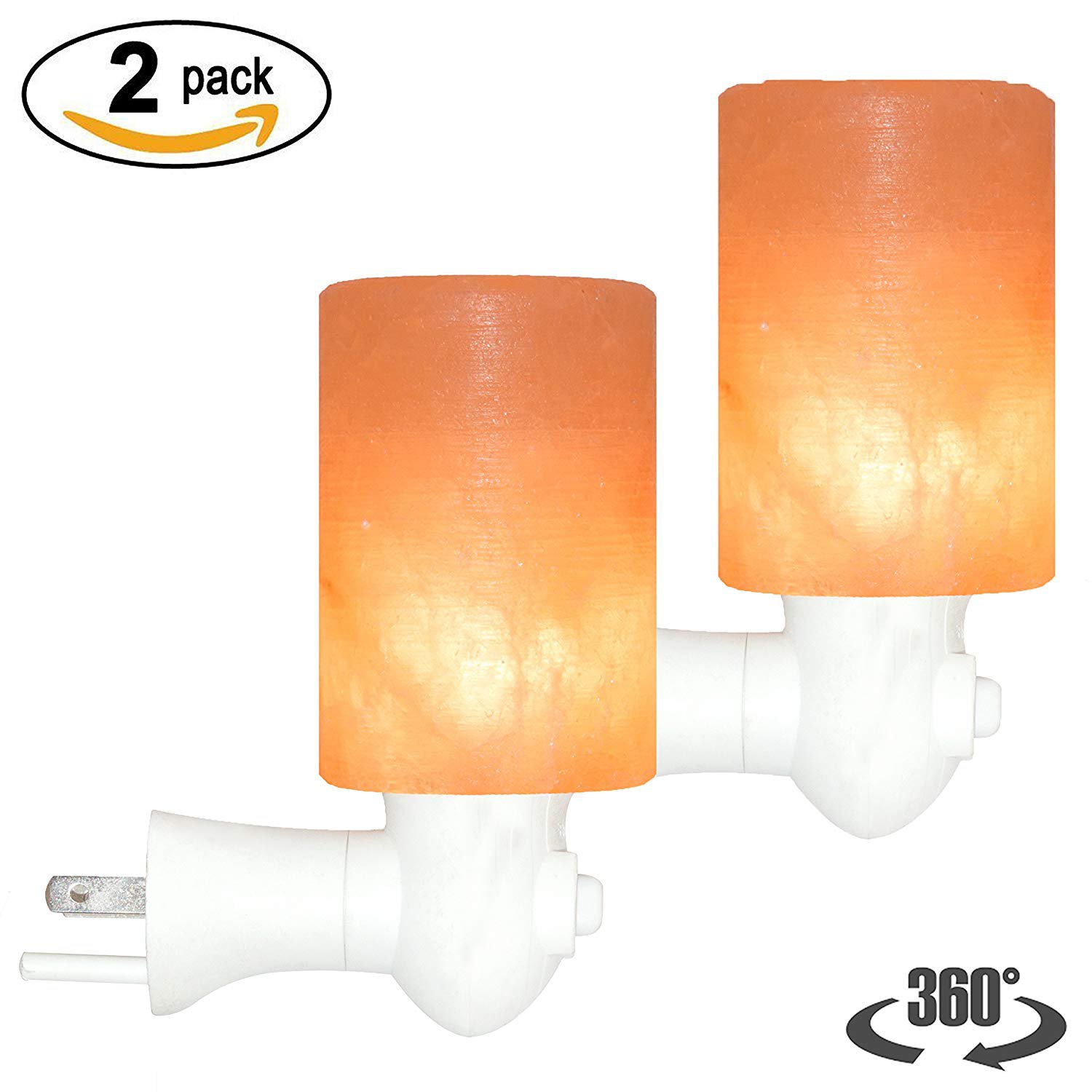 2 Pack Himalayan Salt lamp Night Light, Hand Carved Natural Himalayan Salt