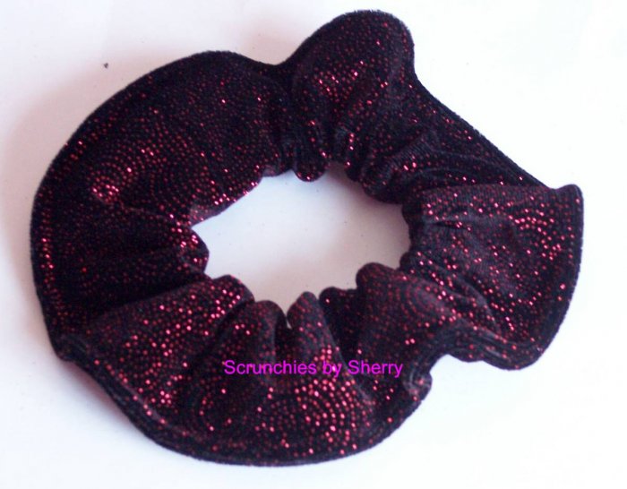 Red Bejeweled Glitter Sparkling Velvet Fabric hair Scrunchie Scrunchies ...