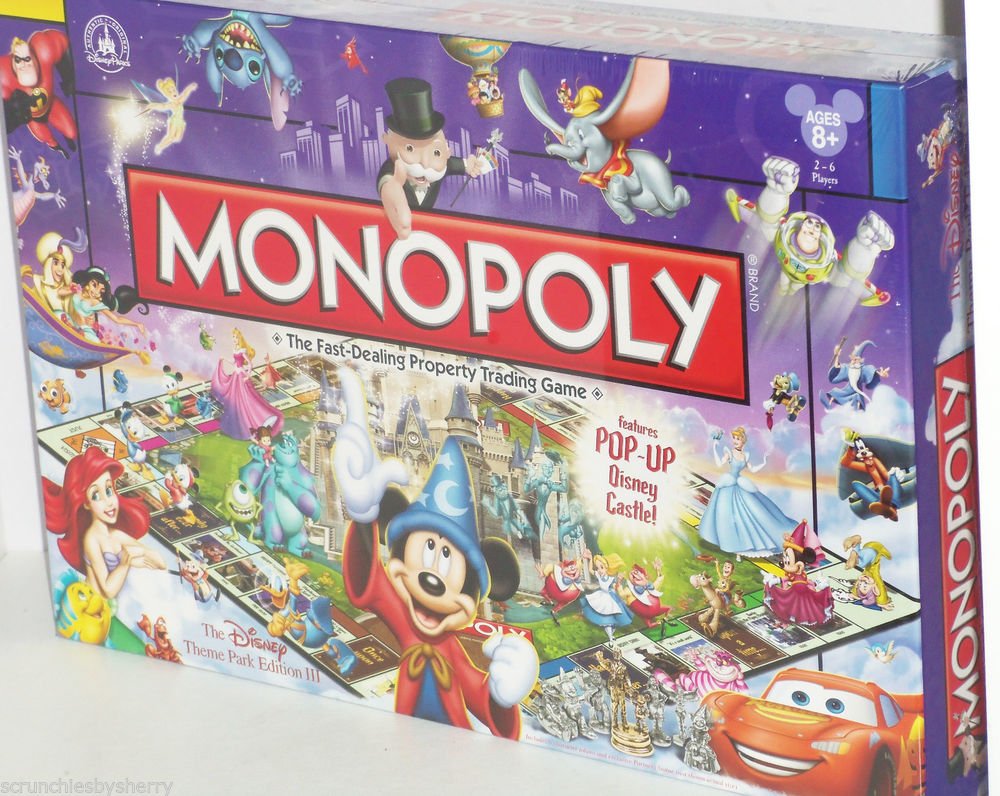 Disney Monopoly Board Game Theme Parks Pop-up Castle Sealed Box