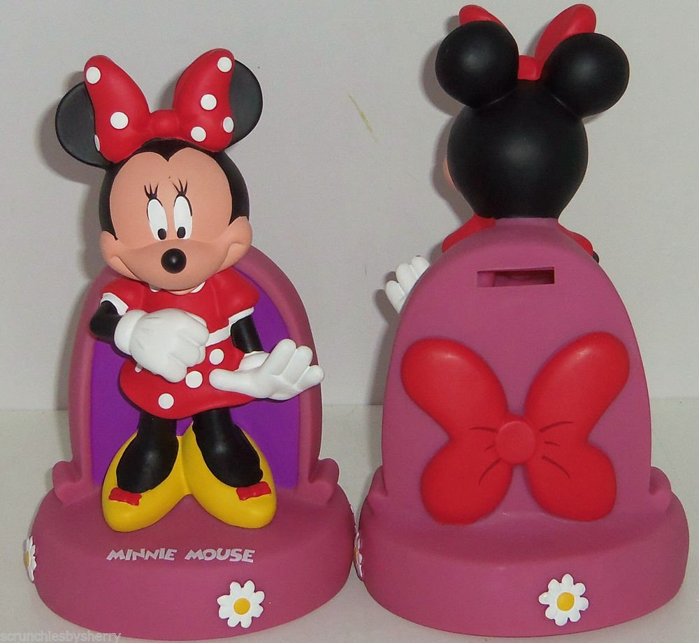Disney Minnie Mouse Bank Coin Money Theme Parks Pink Red Sold AZ 6/9/19