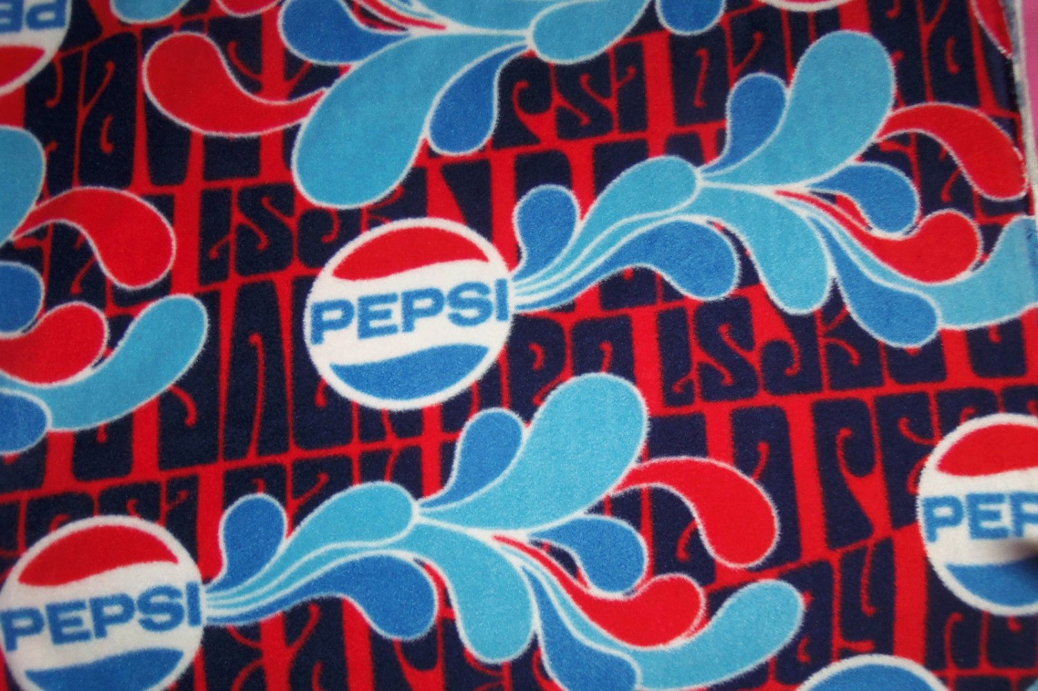 Pepsi Cola Red Blue Fleece Baby Blanket Pet Lap Hand Tied 30" x 24" New